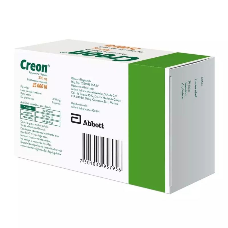 Creon 300 Mg 25000 Ui Caja 50 Capsulas - Elixir Farma